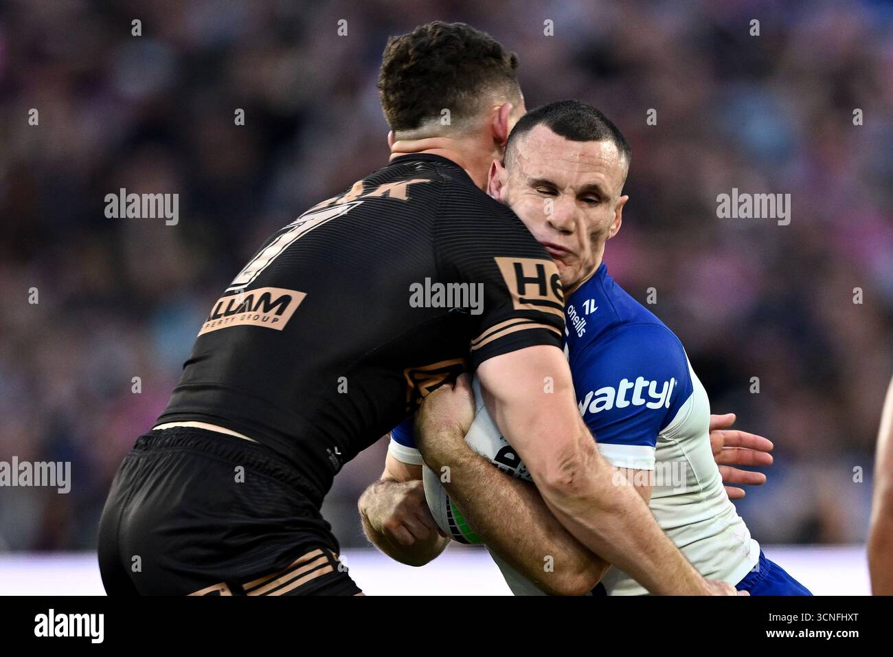 Sydney, Australia. 21st Sep, 2025. Connor Tracey of the Bulldogs is ...