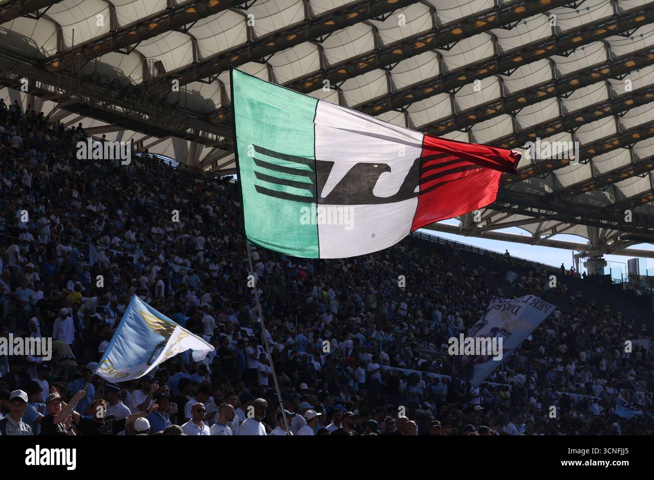 Rome, Italy September 21, 2025: Curva Nord Lazio supporters waving ...