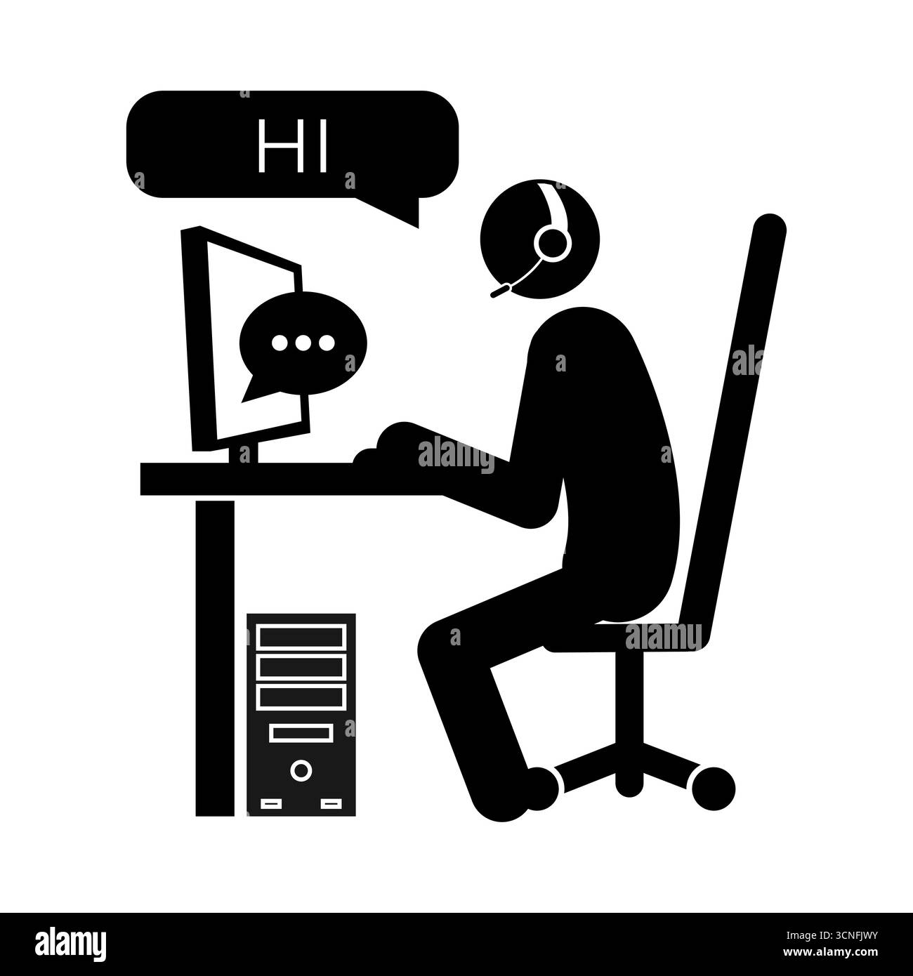 Stick figure headset Black and White Stock Photos & Images - Alamy