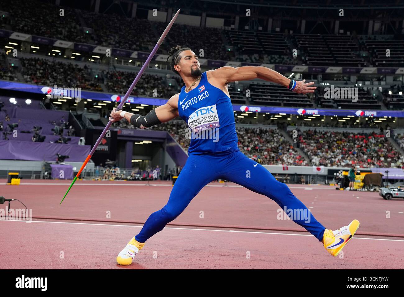Puerto Rico's Ayden Owens-Delerme competes in the decathlon javelin ...