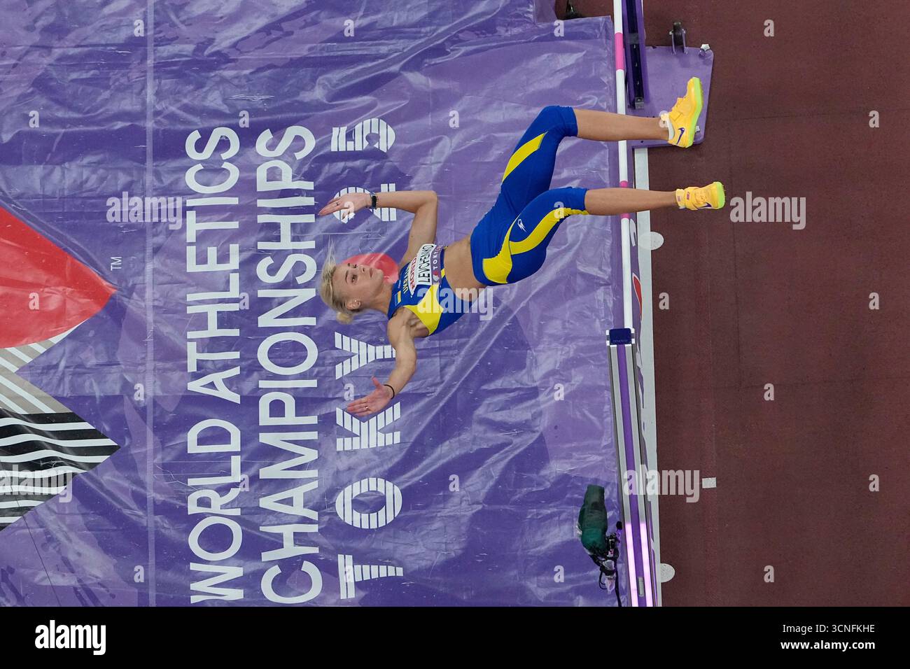 Ukraine's Yuliia Levchenko competes in the women's high jump final at ...