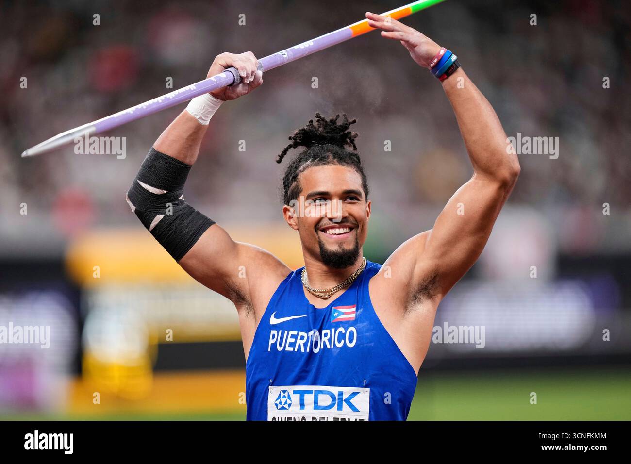 Puerto Rico's Ayden Owens-Delerme readies during the decathlon javelin ...