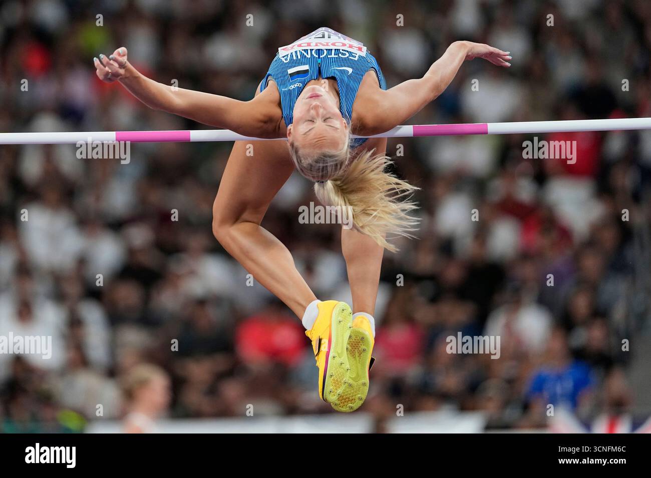 Estonia's Elisabeth Pihela competes in the women's high jump final at ...