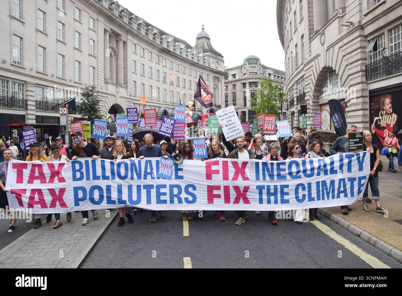 London, UK. 20th September 2025. Protesters pass through Regent Street ...