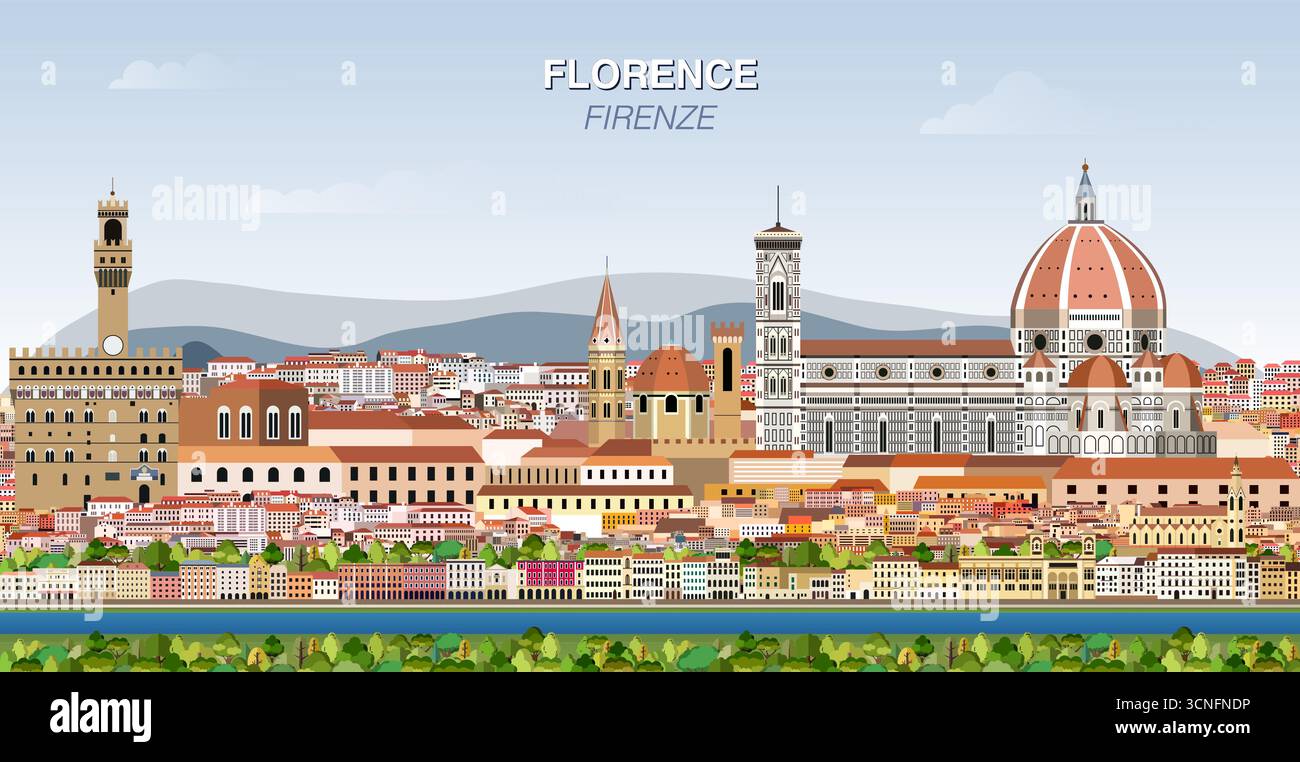 Beautiful sunset city florence italy Stock Vector Images - Alamy