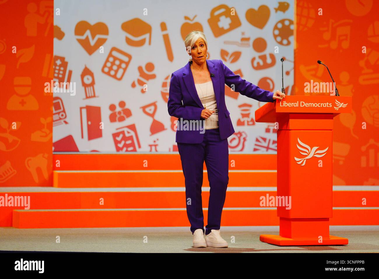 Deputy leader of the Liberal Democrats Daisy Cooper delivers her ...
