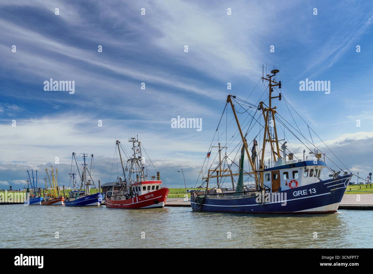 Dorum-Neufeld, Germany - 27 June, 2025: colourful fishing trawlers in ...