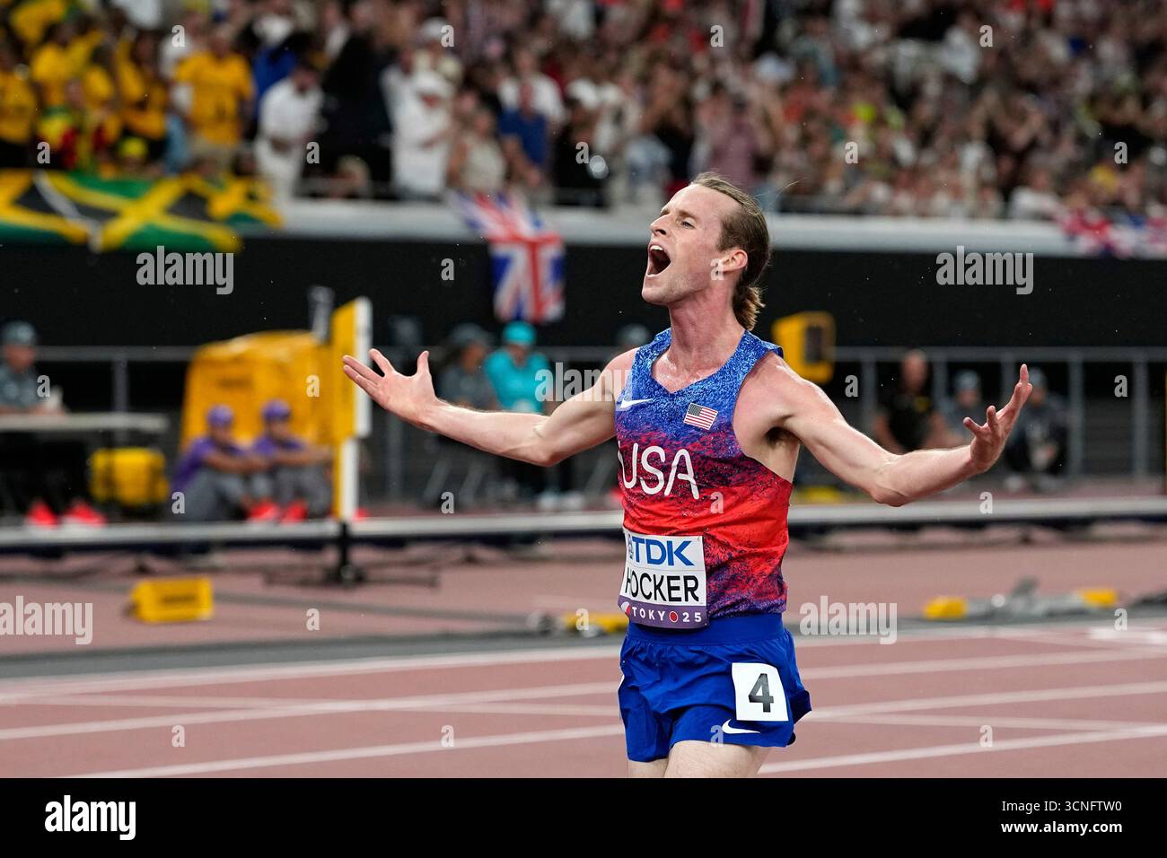 United States' Cole Hocker crosses the finish line to win the men's ...
