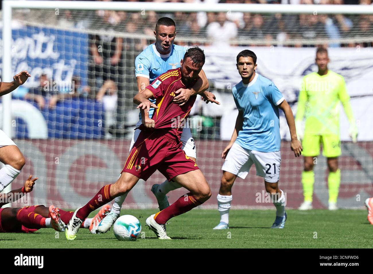 Roma’s Bryan Cristante, Lazio’s Adam Marusic during the Serie A soccer ...