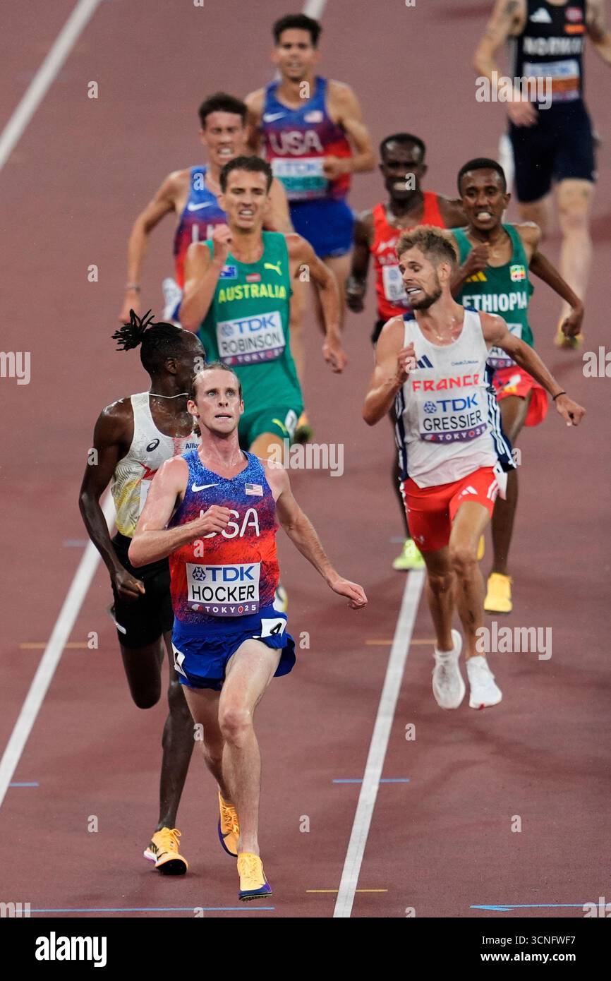 United States' Cole Hocker, Belgium's Isaac Kimeli and France's Jimmy ...