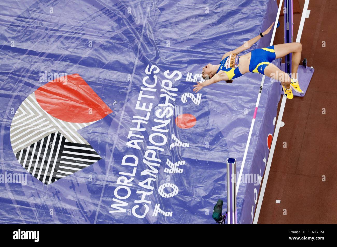 Yaroslava Mahuchikh of Ukraine competes in the women's high jump final ...
