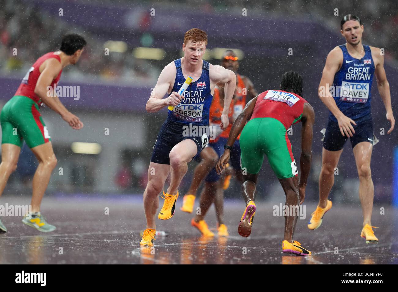 Great Britain's Charles Dobson in action during the Men's 4X400 Metres ...
