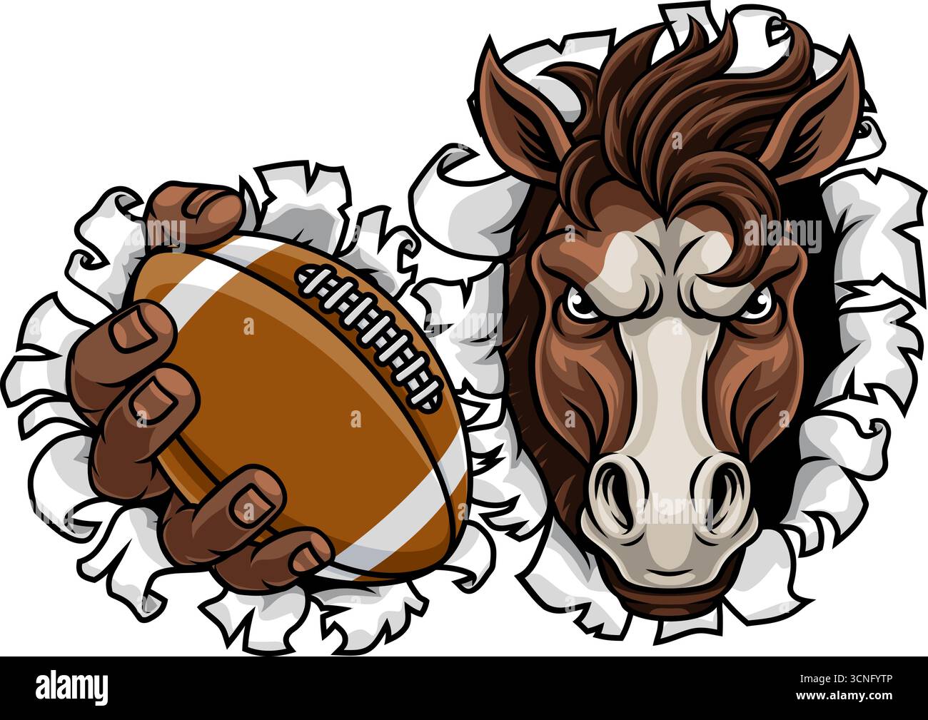 Horse Mustang Stallion Football Sports Team Mascot Stock Vector Image ...