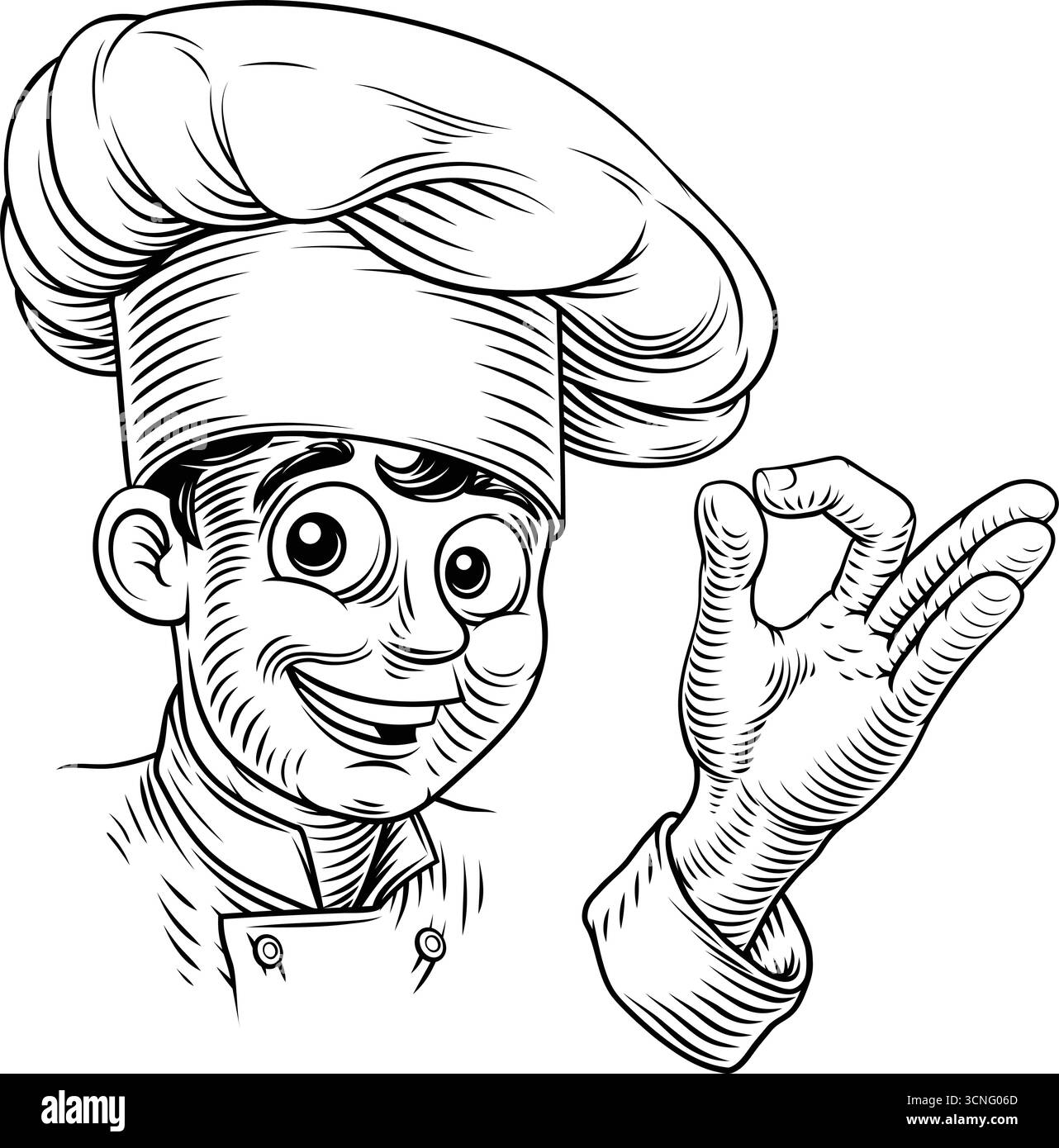 Smiling Chef Baker Cook Woodcut Vintage Drawing Stock Vector Image ...