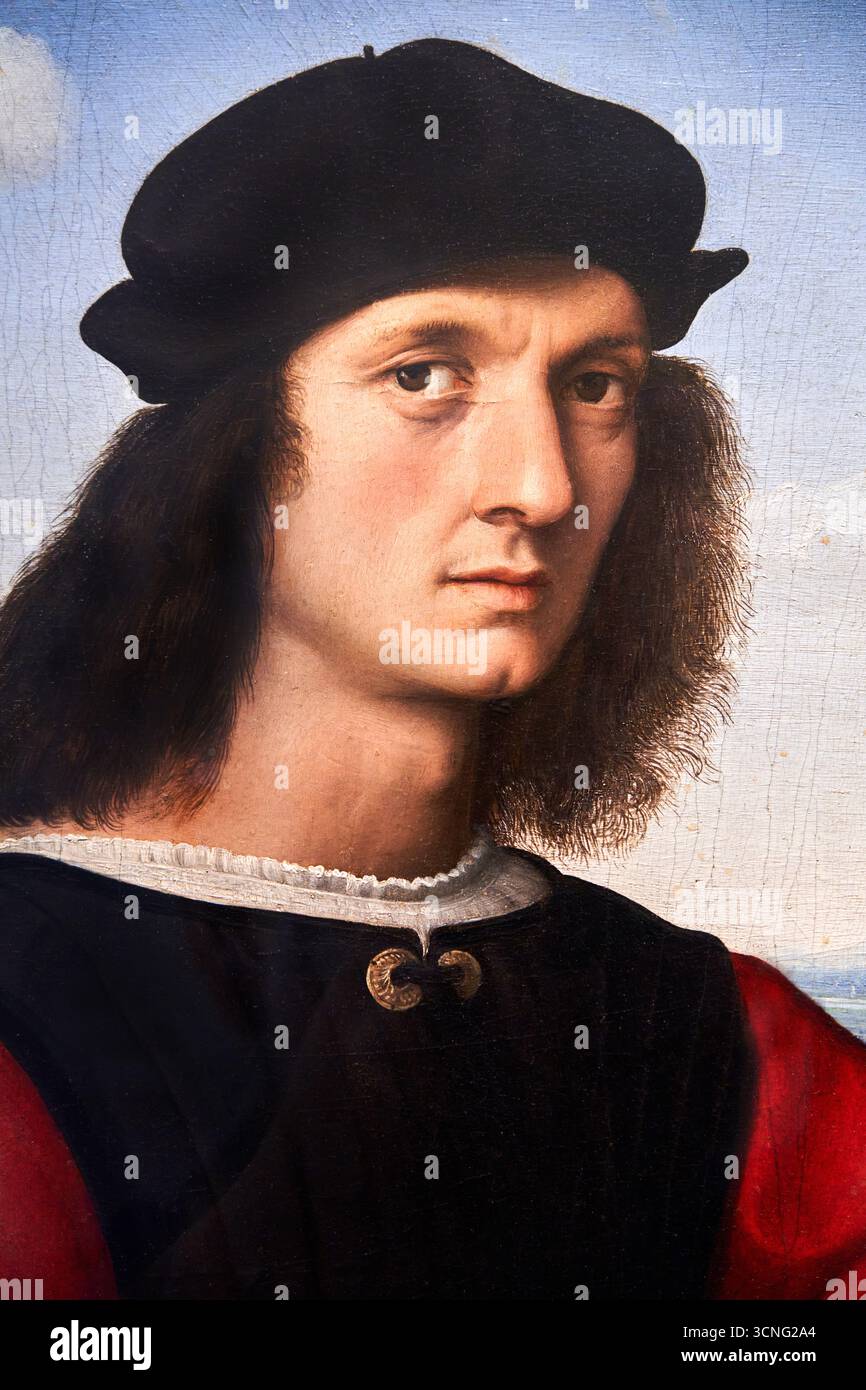 Close up, Portrait of Agnolo Doni, 1504-1506, Oil on limewood panel ...