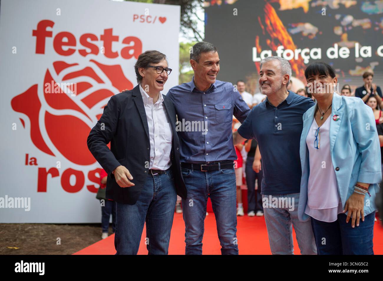 (L-R) The President of the Generalitat of Catalonia, Salvador Illa ...