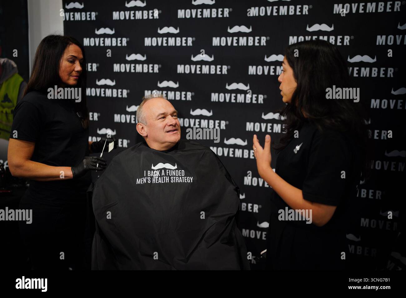 Liberal Democrats leader Sir Ed Davey visits the Movember stall during ...