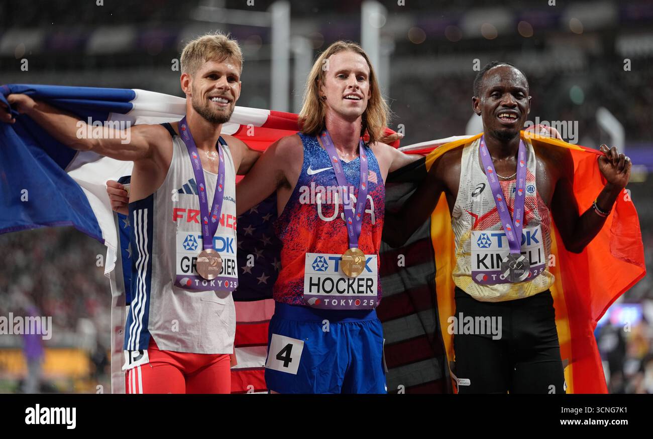 (250921) -- TOKYO, Sept. 21, 2025 (Xinhua) -- Gold medalist Cole Hocker ...