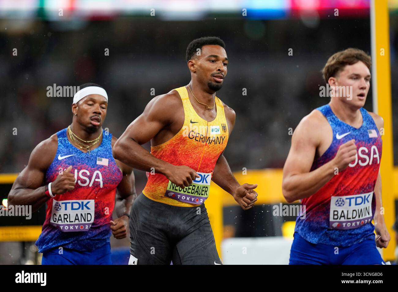 Germany's Leo Neugebauer races in the decathlon 1,500 meters alongside ...