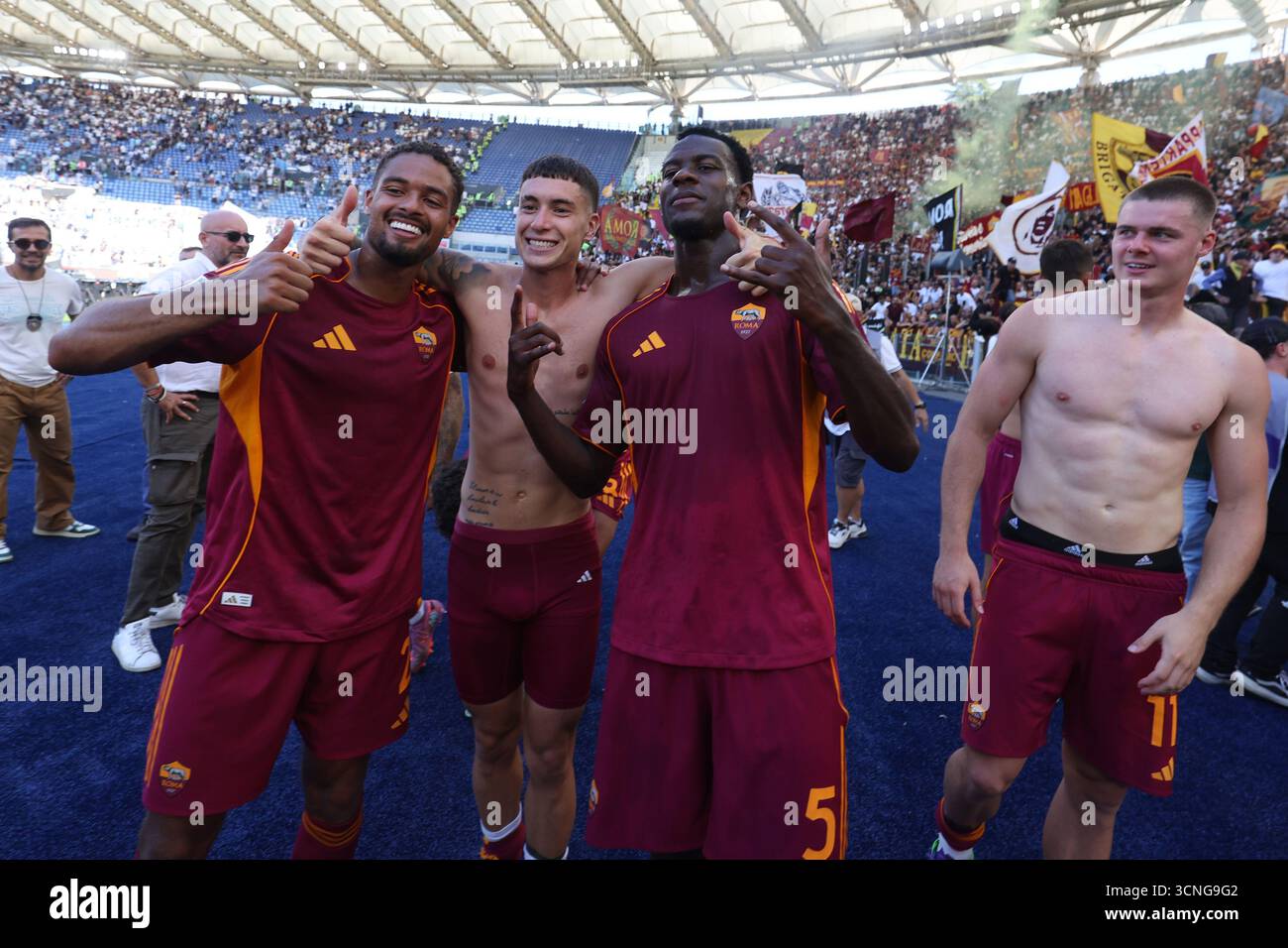 Rome, Italy September 21, 2025: Devyne Rensch of Roma, Matias Soule of ...