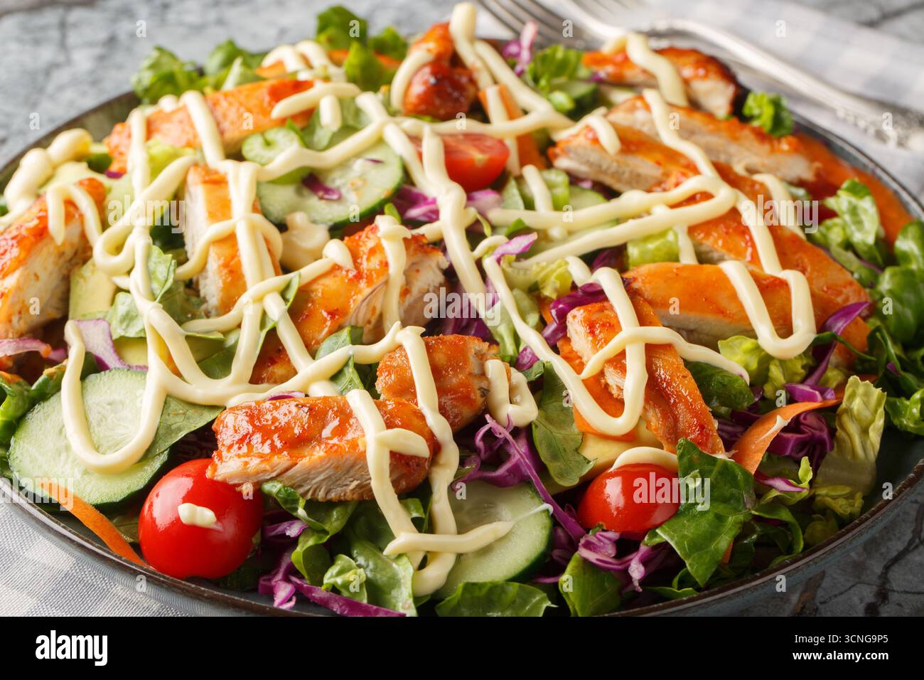 spicy buffalo chicken salad made with grilled chicken, ranch dressing ...