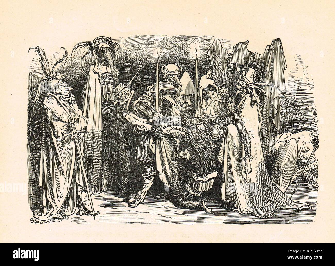 Don Quixote being captured by the brotherhood in disguise, on the ...