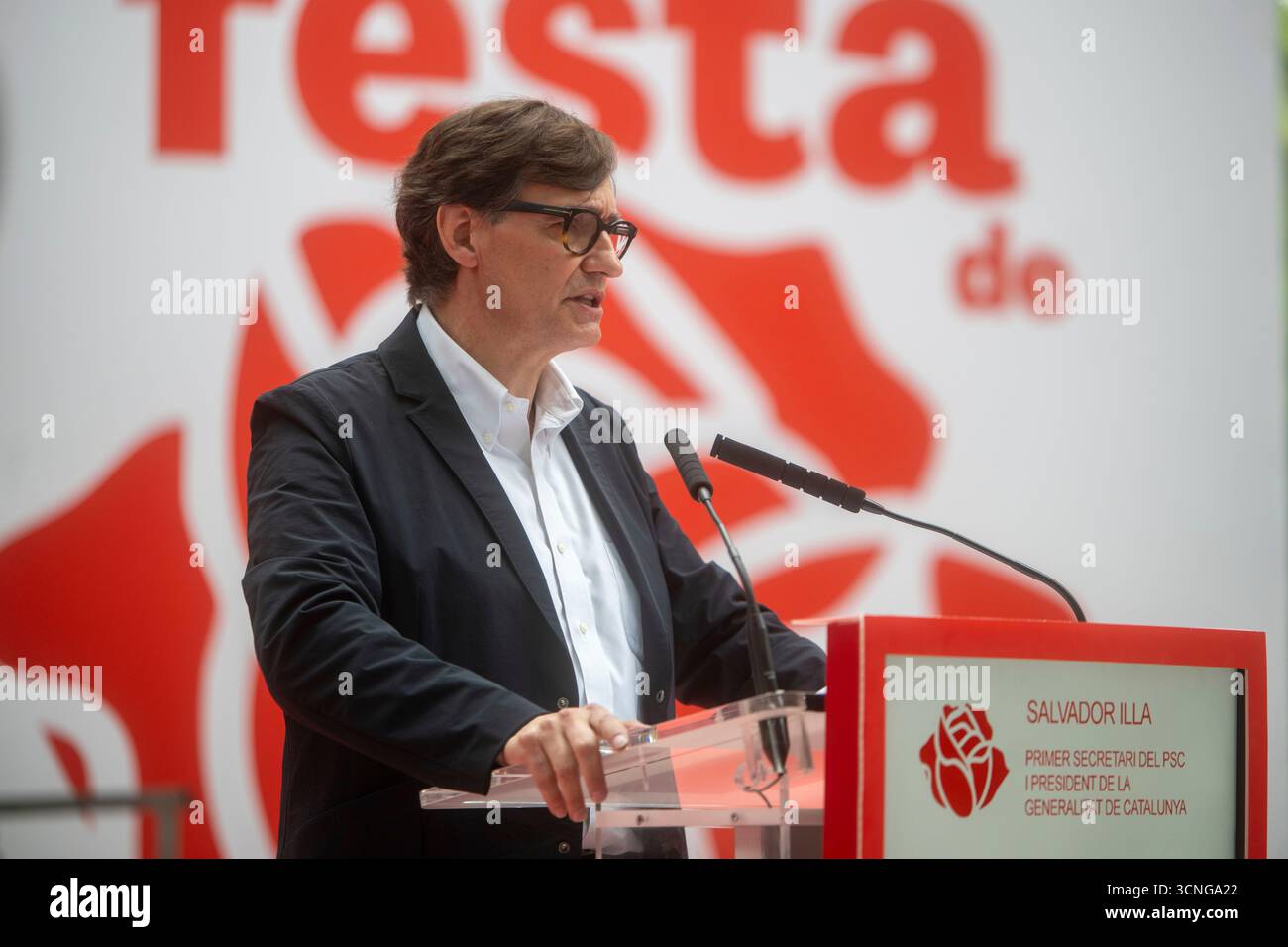 The president of the Generalitat de Catalunya, Salvador Illa, speaks ...