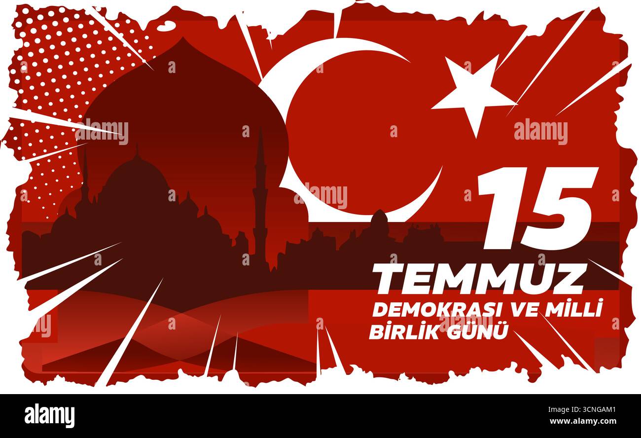 15 temmuz demokrasi ve milli birlik günü banner - vector illustration ...