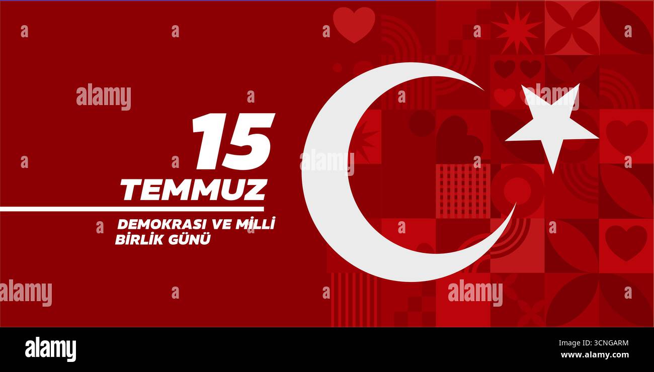15 temmuz demokrasi ve milli birlik günü banner - vector illustration ...