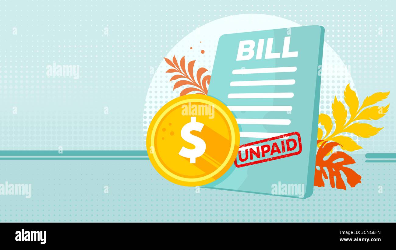 Unpaid bill with dollar coin - vector illustration Stock Vector Image ...