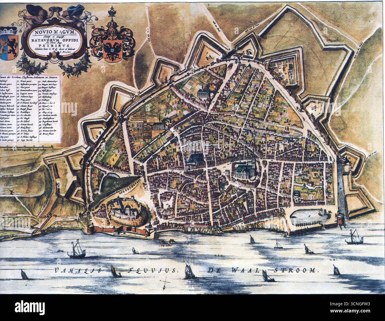 old map of Nijmegen, the Netherlands, by Joan Blaeu, 1652 *** old map ...
