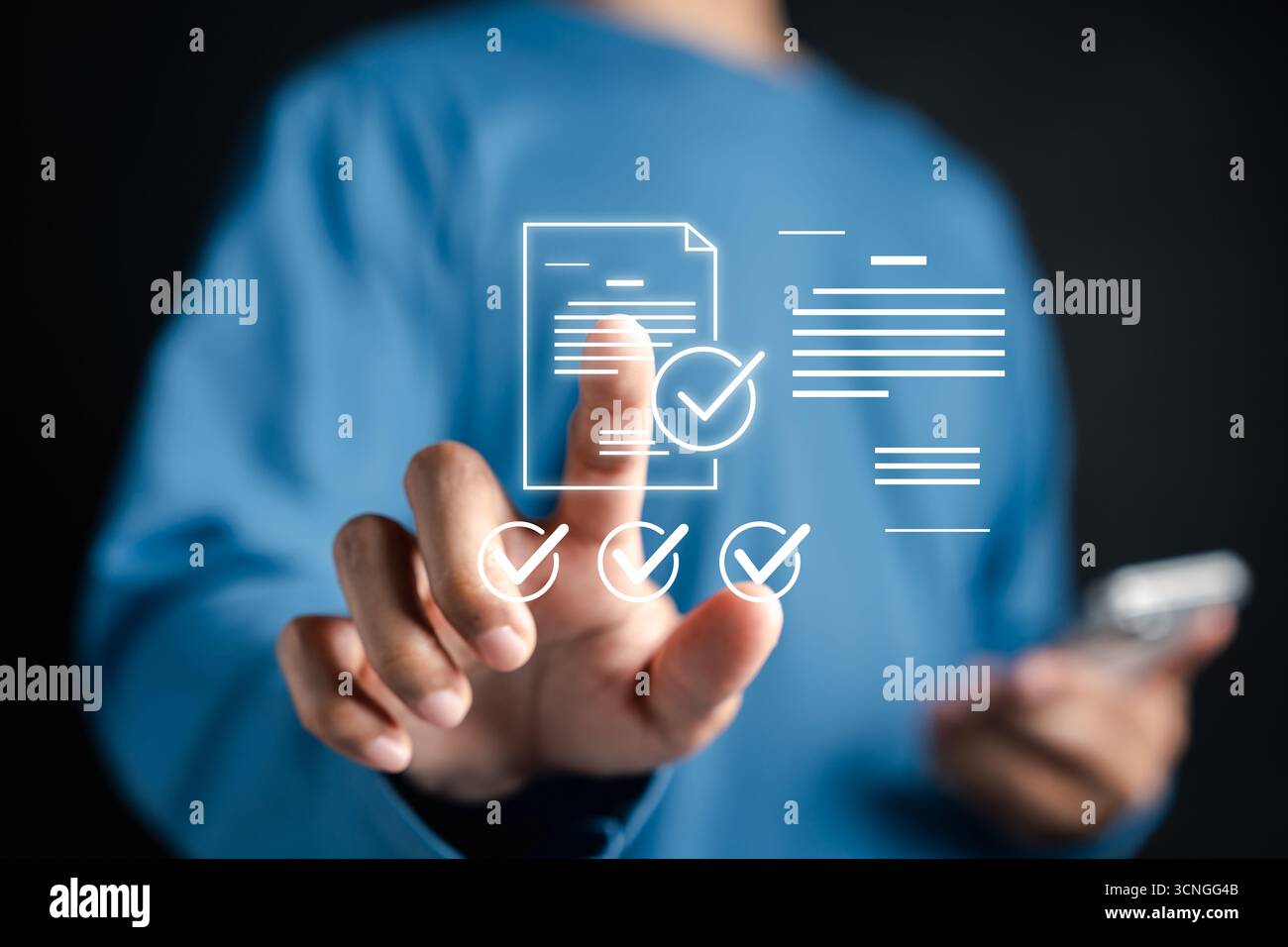 Digital form checklist with approval marks, compliance verification ...