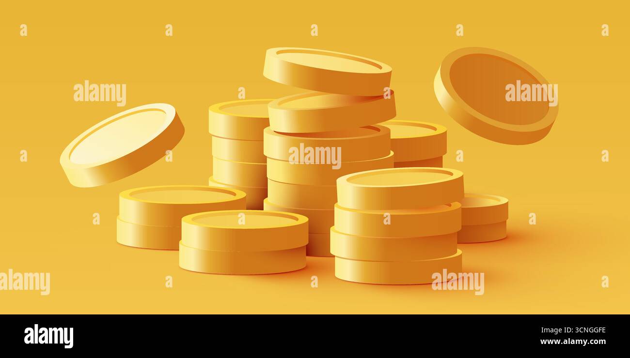 Stack of golden dollar coins. Economics concept. Vector illustration ...