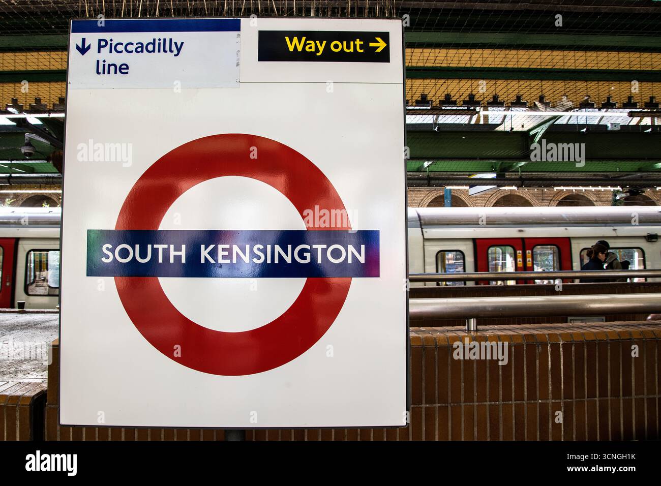 Iconic London Underground roundel sign at South Kensington station, a ...