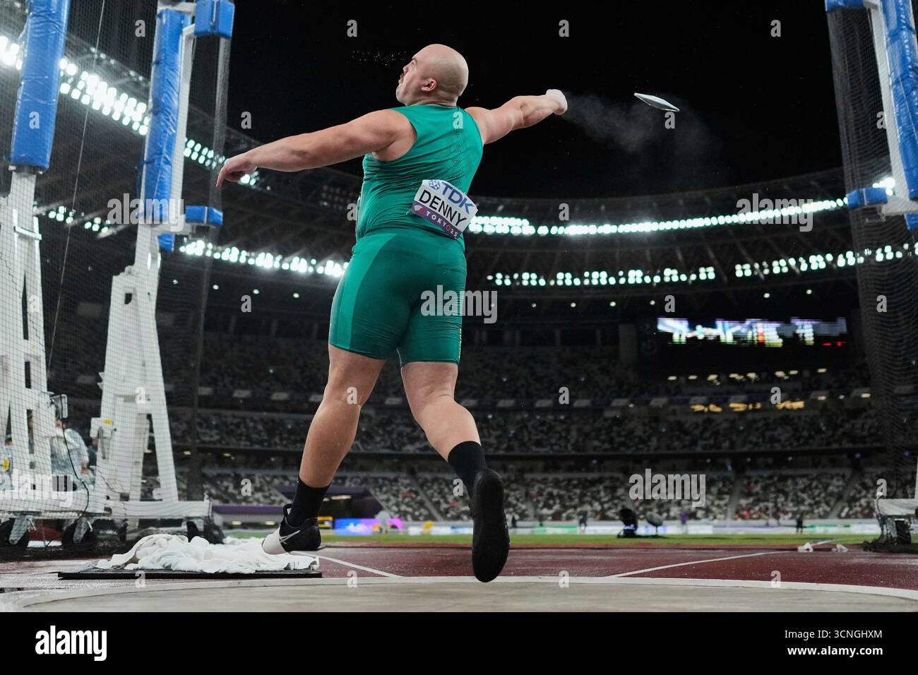 Australia's Matthew Denny competes during the men's discus throw final ...