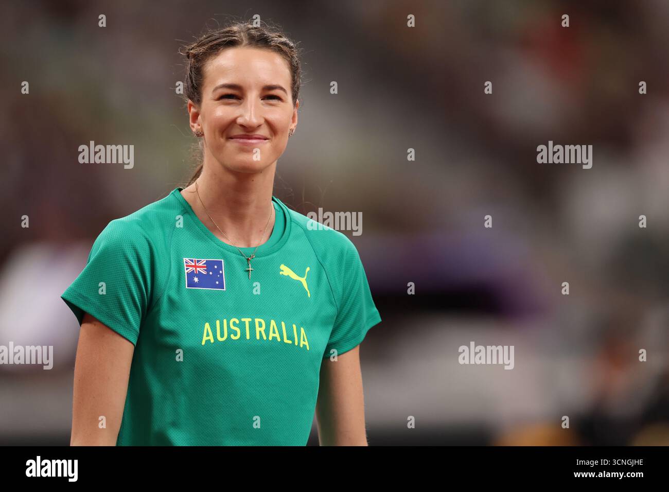 Eleanor PATTERSON of Australia warms up for the Women's High Jump Final ...