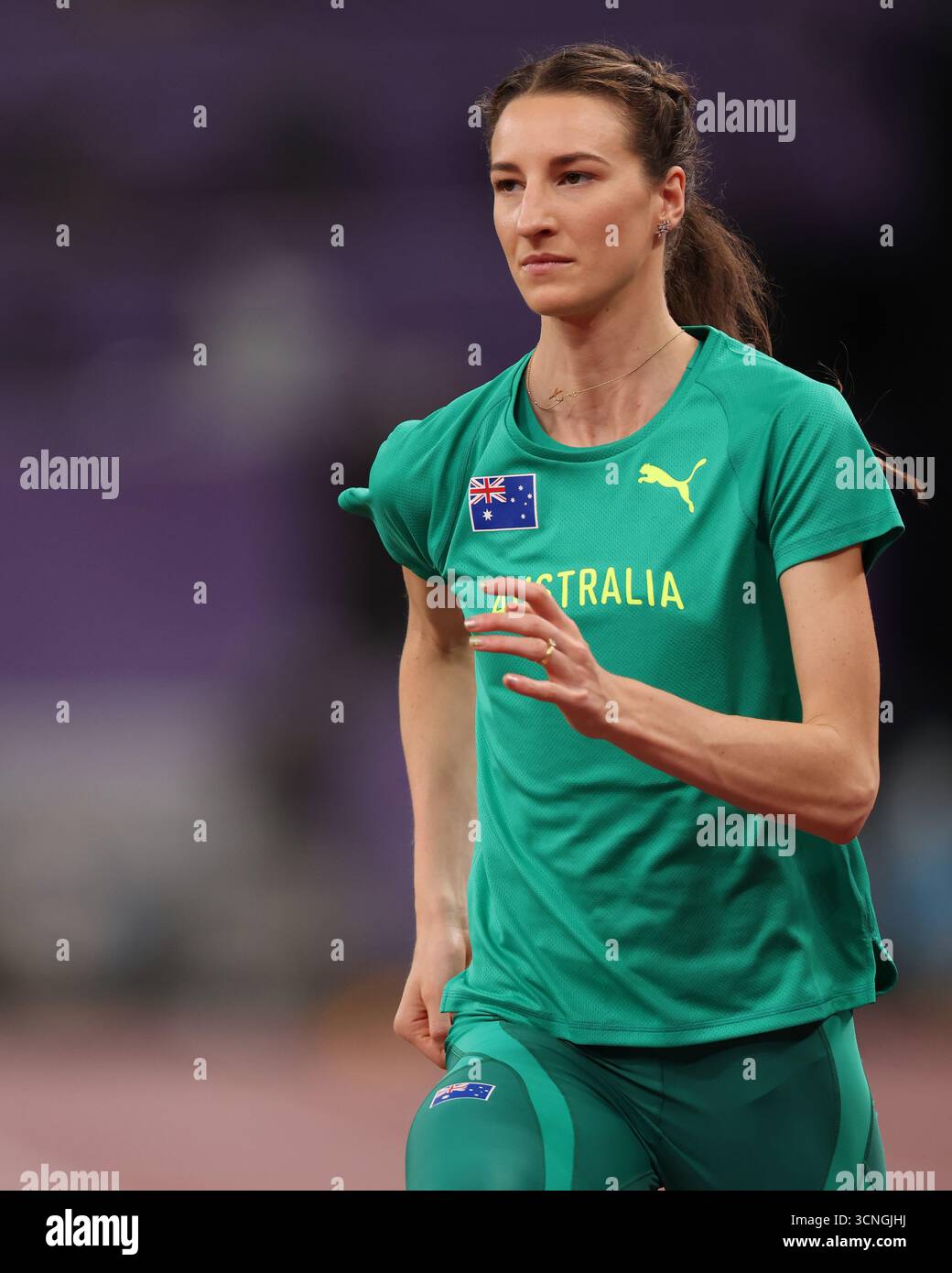 Eleanor PATTERSON of Australia warms up for the Women's High Jump Final ...