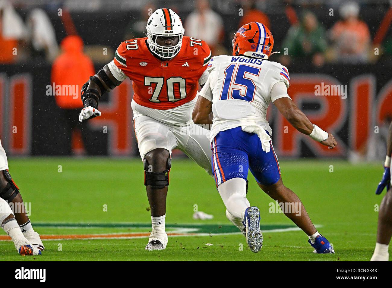 MIAMI GARDENS, FL - SEPTEMBER 20: Miami offensive lineman Markel Bell ...