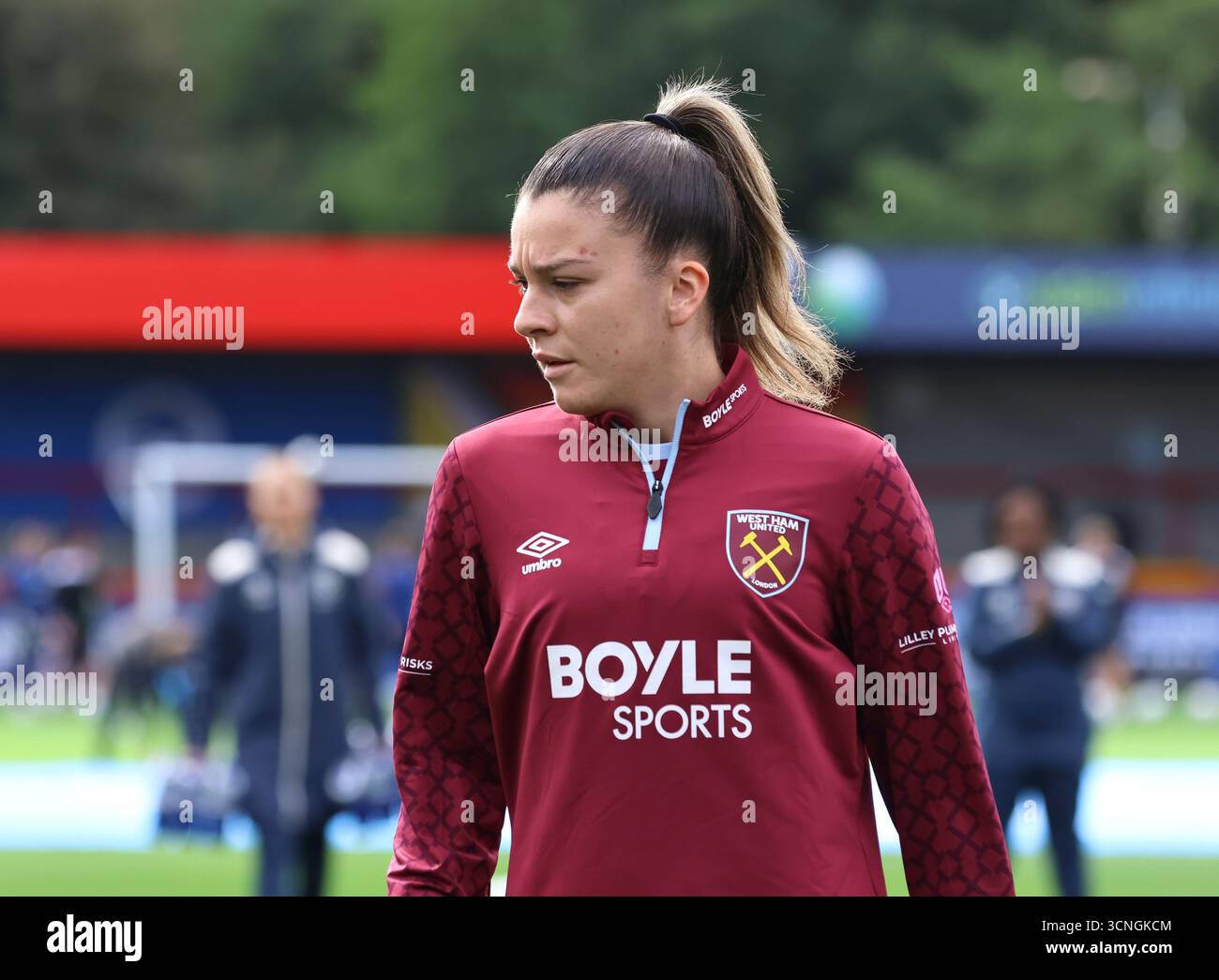 Anna Csiki (west Ham 15) warming up ahead of the WSL game between ...