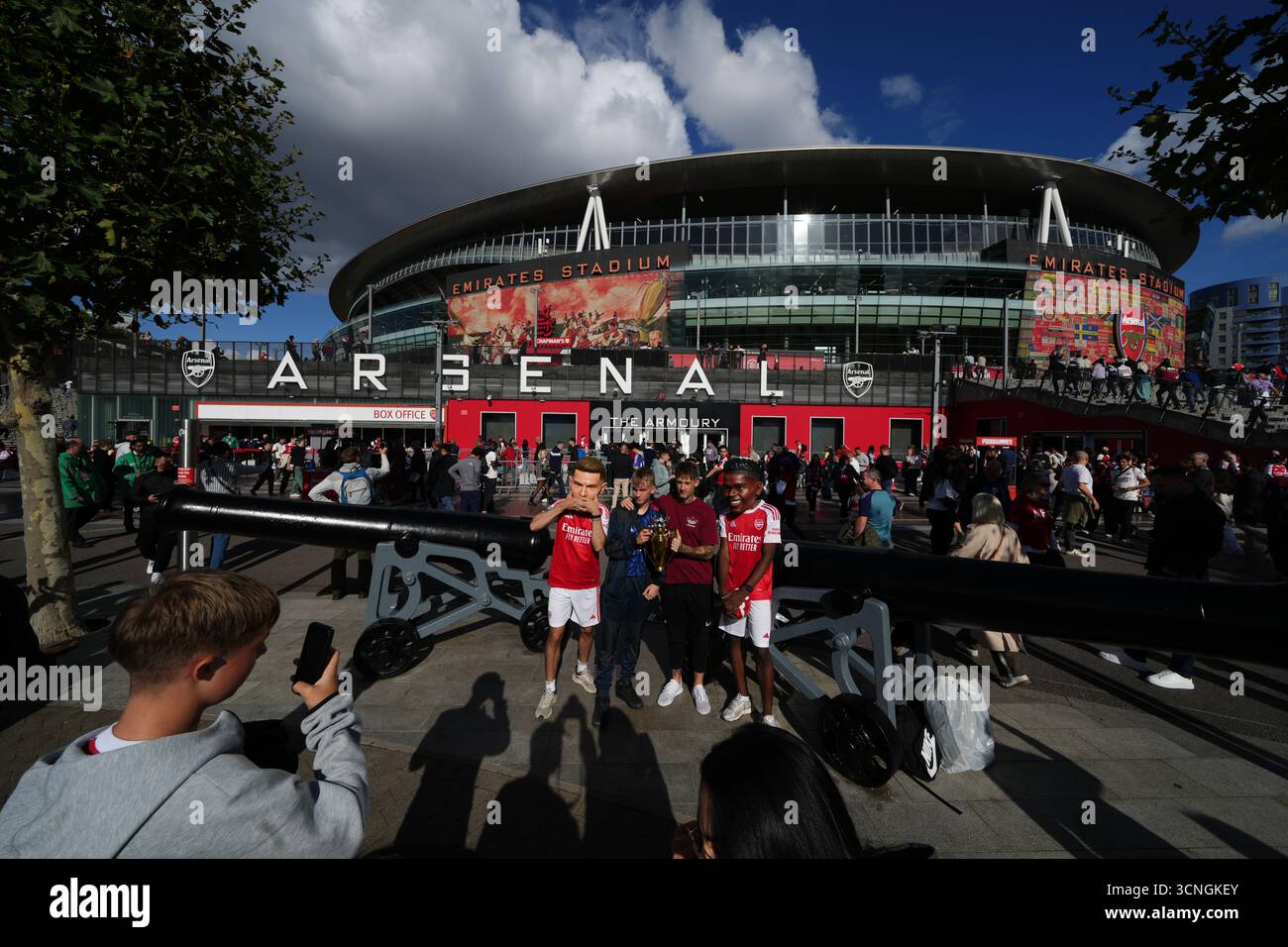 Arsenal fans outside Emirates Stadium, London, ahead of the Premier ...