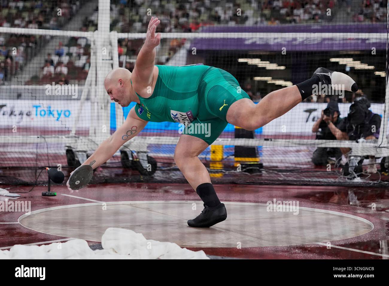 Australia's Matthew Denny competes in the men's discus throw final at ...
