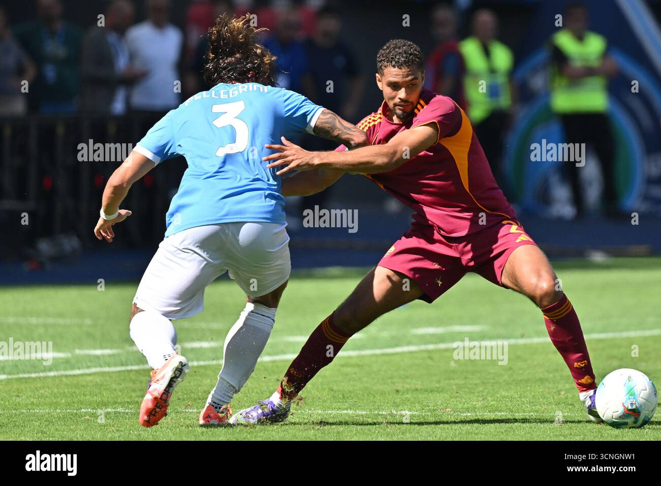 Olimpico Stadium, Rome, Italy - Devyne Rensch of AS Roma under pressure ...