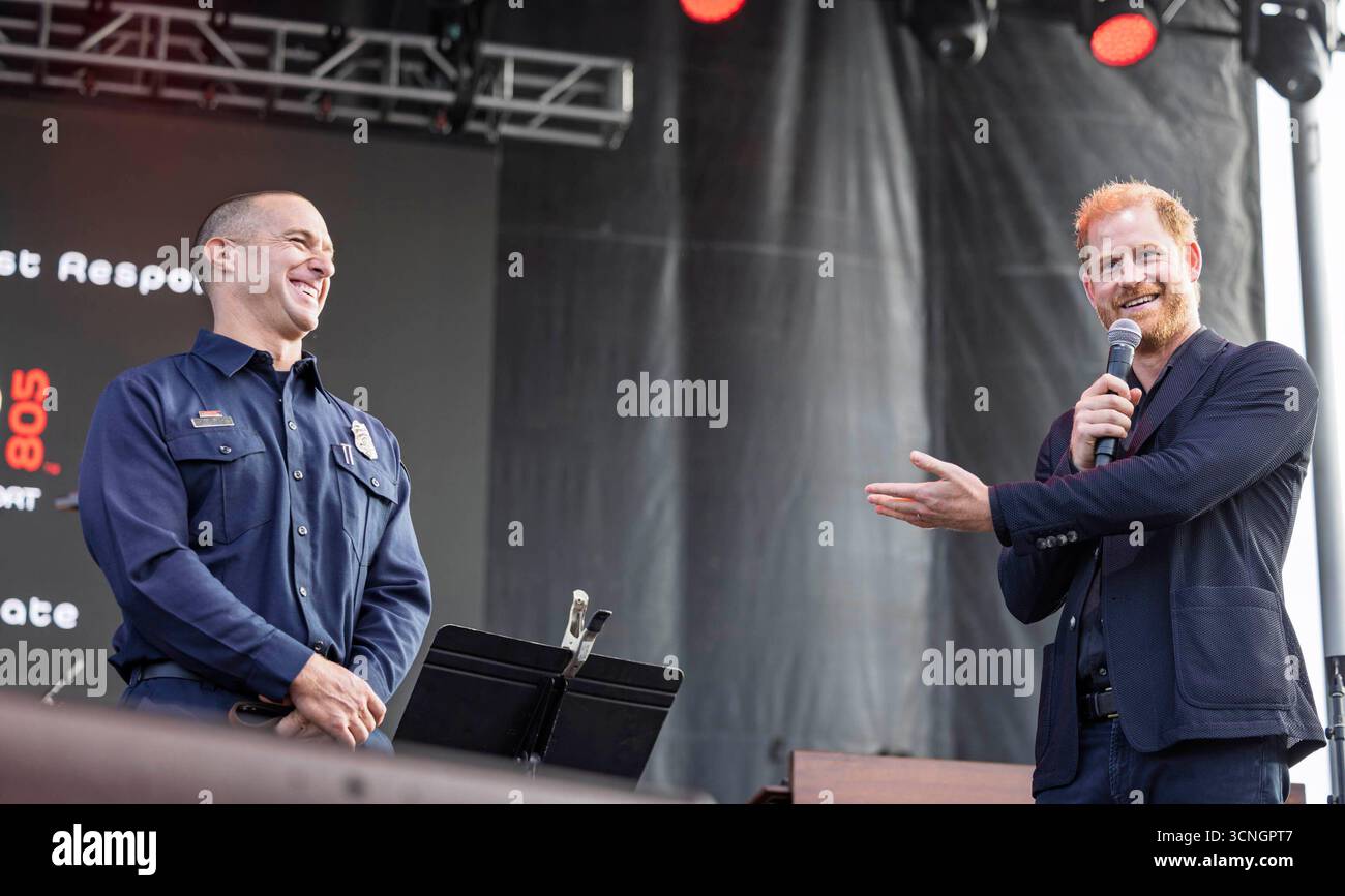 CA: Santa Barbara Firefighter Sam Dudley and Prince Harry at One805Live ...
