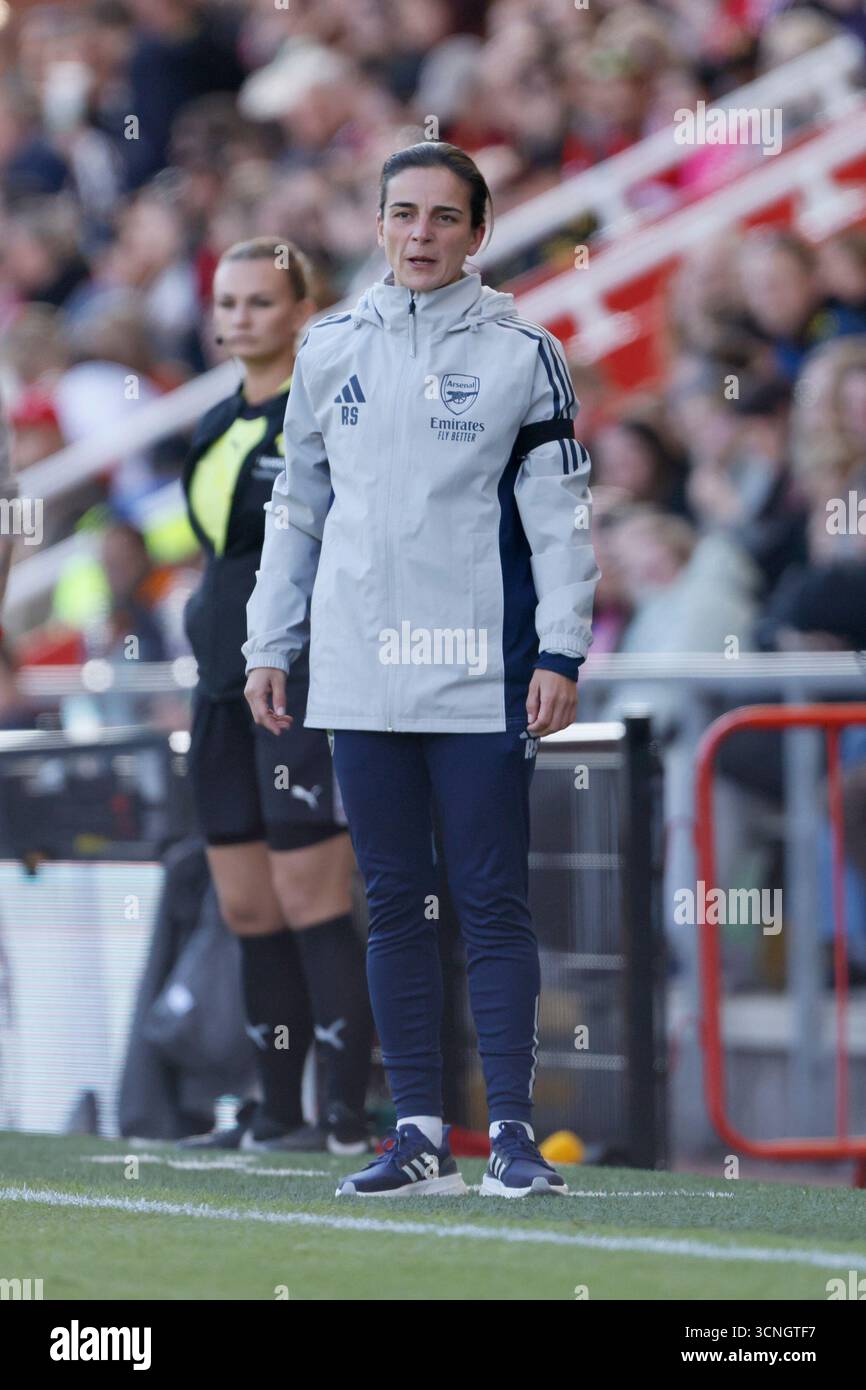 Arsenal manager Renee Slegers during the Barclays Women's Super League ...