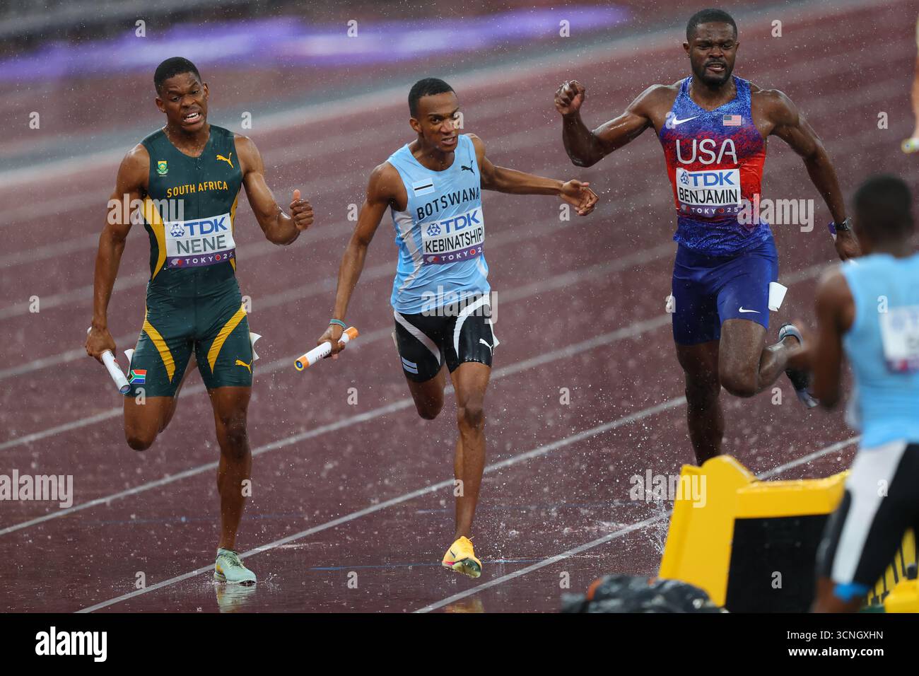 (L to R) Zakithi NENE (RSA), Busang Collen KEBINATSHIPI (BOT), Rai BENJAMIN (USA), SEPTEMBER 21 ...