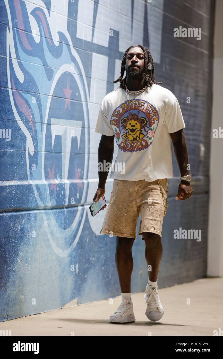 Tennessee Titans wide receiver Calvin Ridley arrives at Nissan Stadium ...
