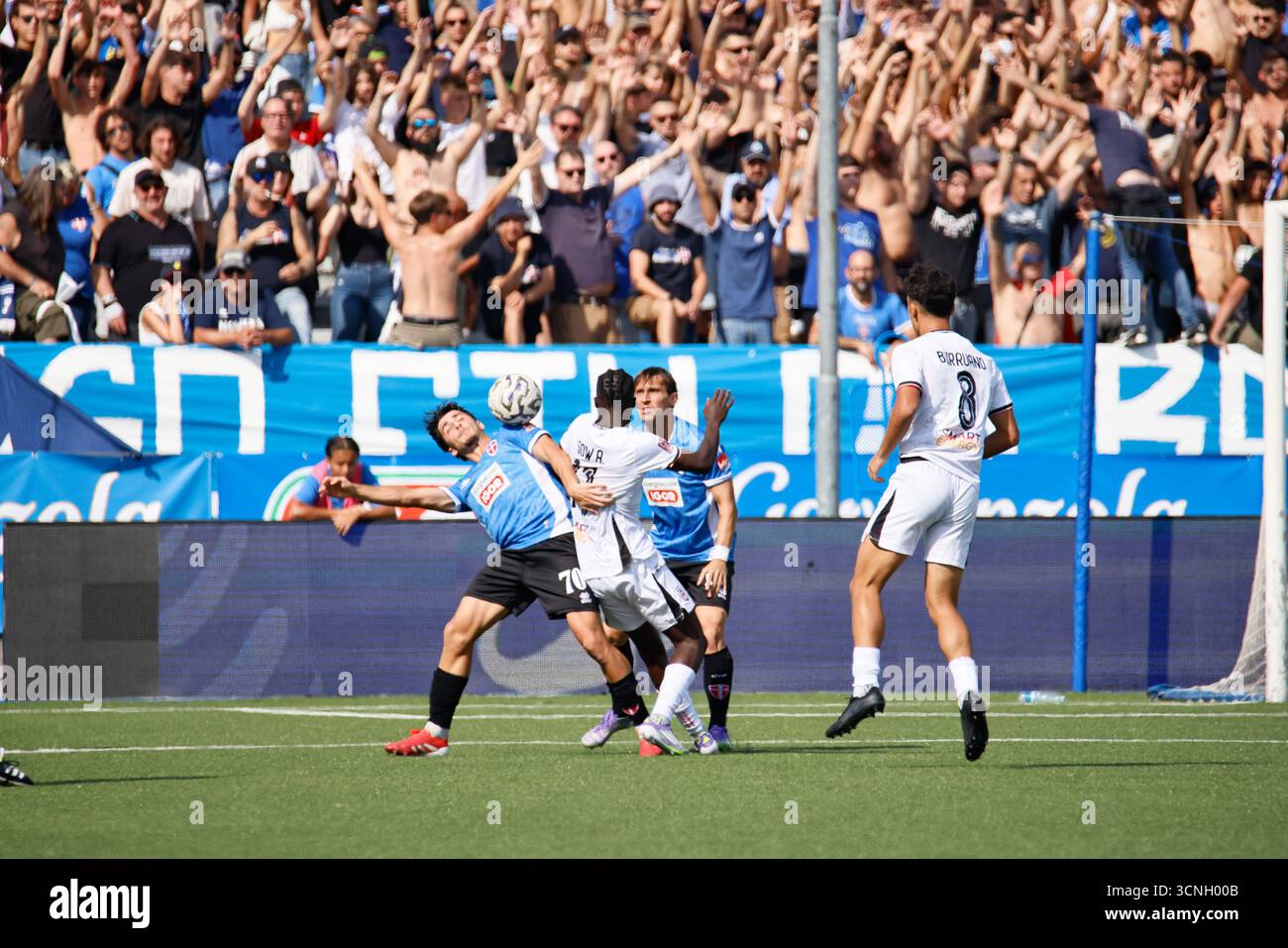 Novara, Italy. September 2025. A Pro Vercelli player controls the ball ...