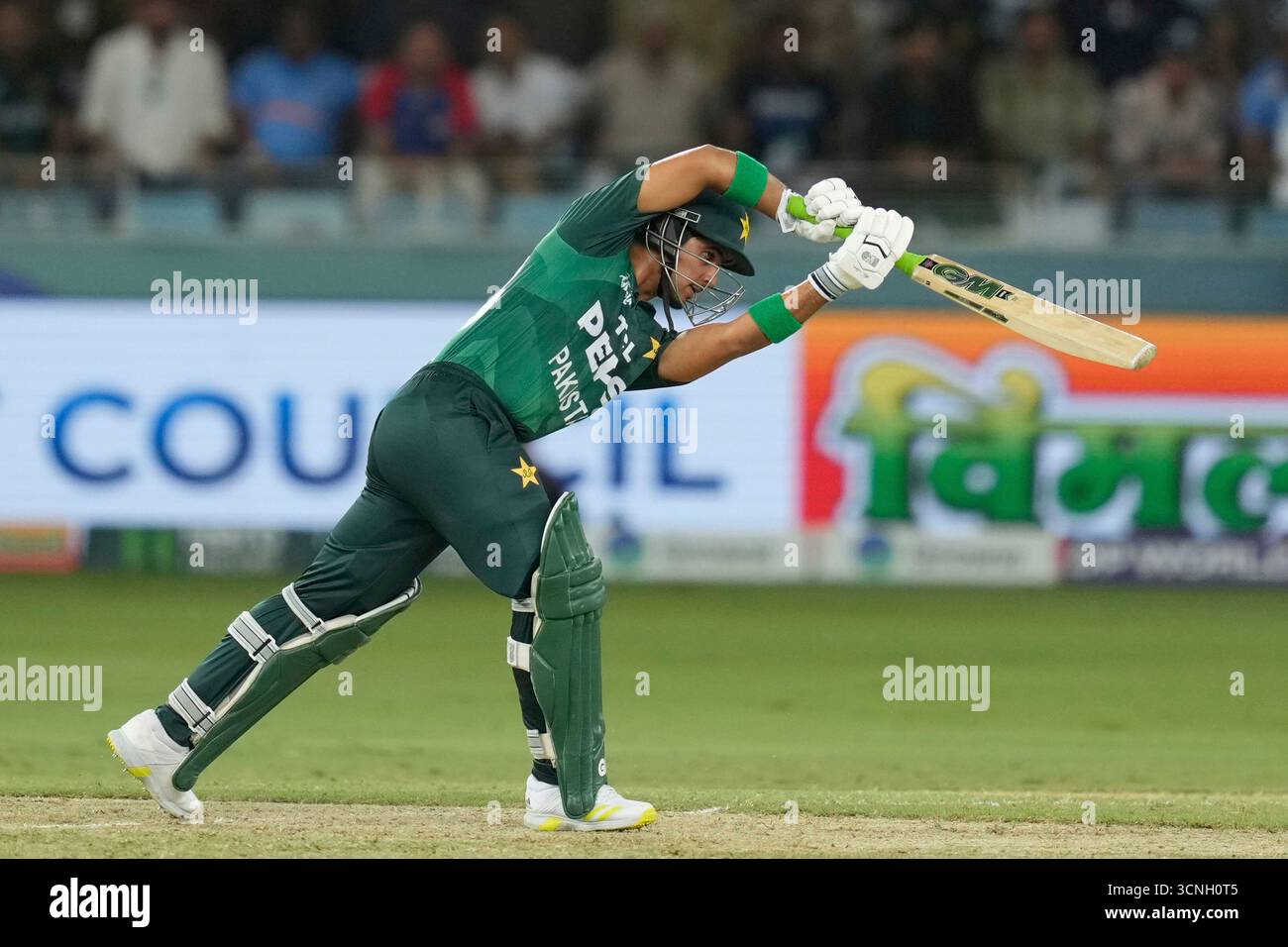 Pakistan's Saim Ayub plays a shot during the Asia Cup cricket match ...