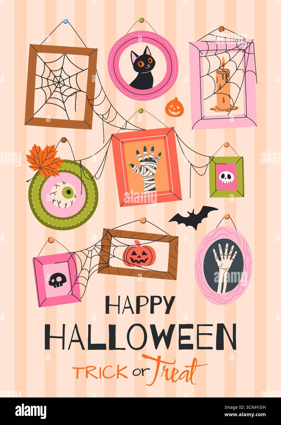 Happy Halloween. Vertical poster. Trick or Treat Stock Vector Image ...