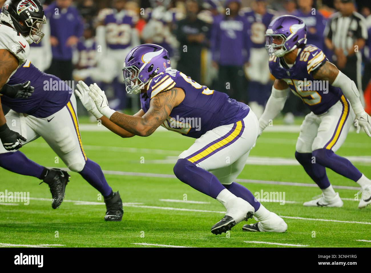 Minnesota Vikings defensive tackle Tyrion Ingram-Dawkins (90) defends ...